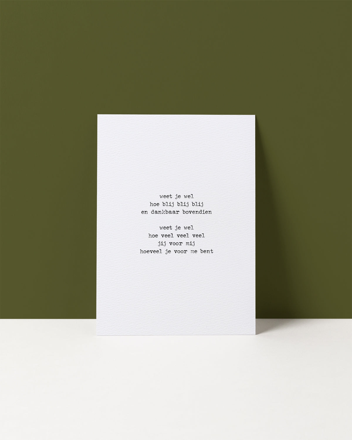 Kaart 'Hoeveel jij voor mij' – Studio Caats